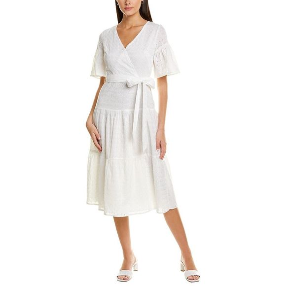 Maison Tara | Dresses | Maison Tara Womens Eyelet Midi Dress White ...